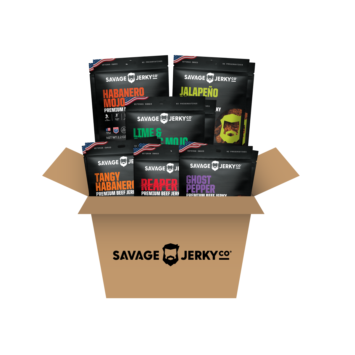 Spicy Variety - 12 Pack | Savage Jerky – 2Bold Brands