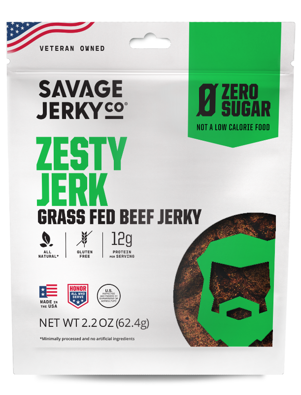 Zero Sugar Natural Zesty Jerk Beef Jerky | USA Made | Savage Jerky ...